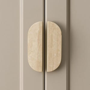 Boho Travertine Arch Cabinet Drawer Knobs Handles Pulls Natural Marble ...
