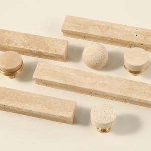 Nordic Travertine Brass Cabinet Drawer Knobs Handles Pulls Natural ...