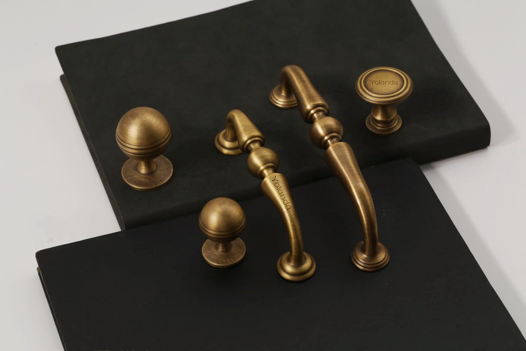 Aged Brass Cabinet Handles Knobs Pull, Antique Brass Drawer Pulls Knobs ...