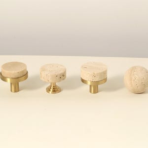 Boho Travertine Arch Cabinet Drawer Knobs Handles Pulls Natural Marble ...