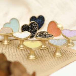 Colorful Heart Cabinet Knobs Pulls, Gold Drawer Pulls Knobs Handles, Heart Cabinet Dresser Knobs ...