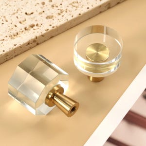 Clear Acrylic Brass Drawer Knobs Handles, Acrylic Dresser Knob Pulls ...