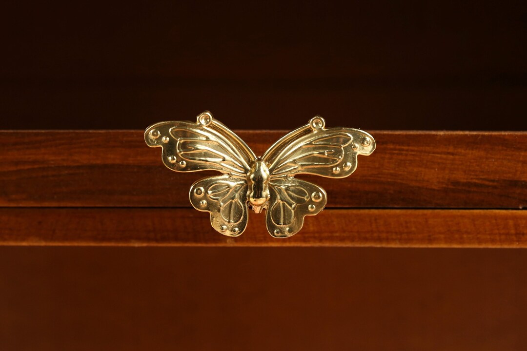 Butterfly Cabinet Knobs, Inscet Solid Brass Drawer Pull Wardrobe Handle ...