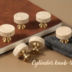 Natural Travertine Brass Base Cabinet Cupboard Handles Pulls Knobs Stones Drawer Knobs Handles ...