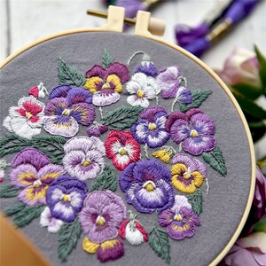 Embroidery Kit Beginner Diy Kit Violet Embroidery Kit Modern - Etsy