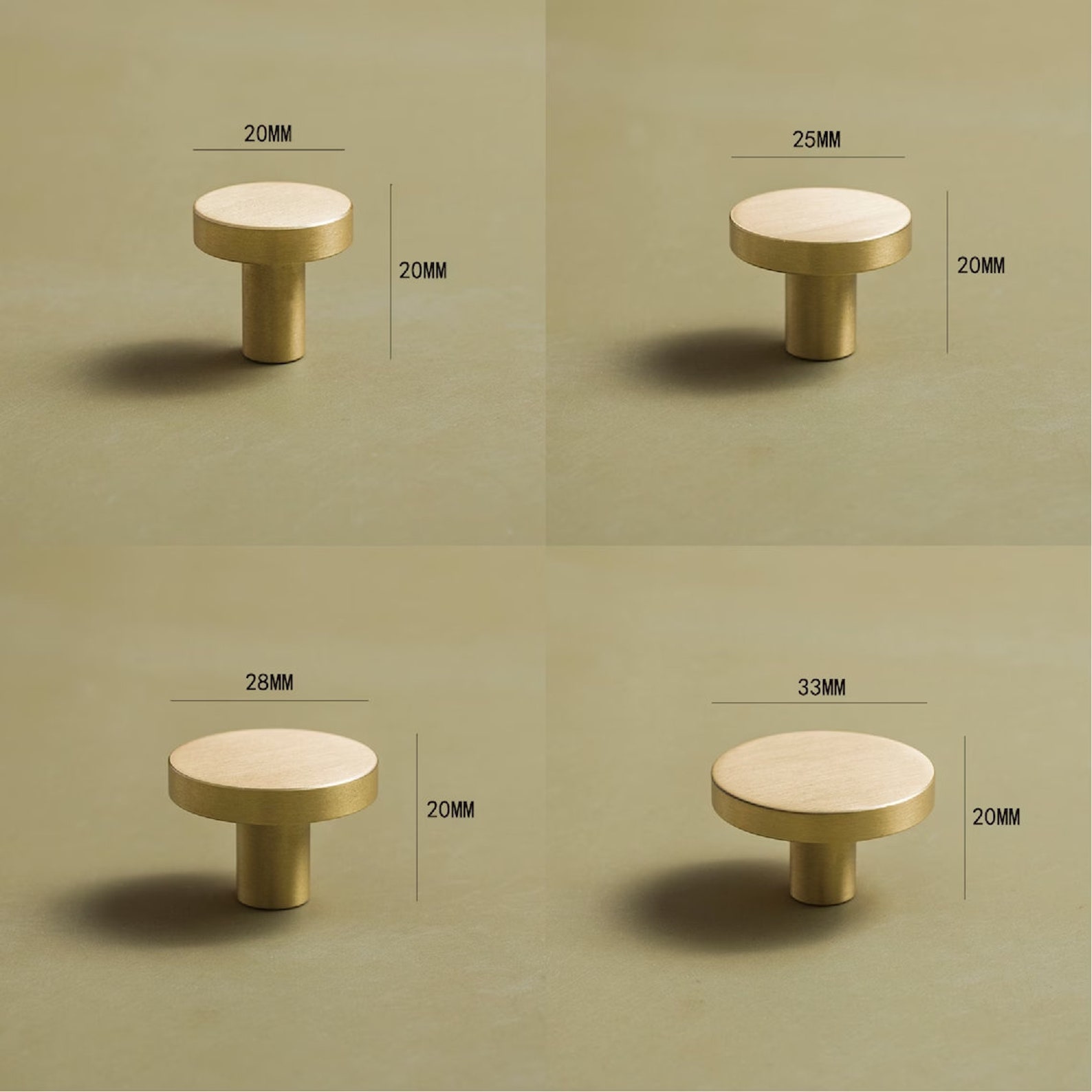 Minimalist Gold Brass Cabinet Handle Knob, Round Dresser Knobs Handle ...