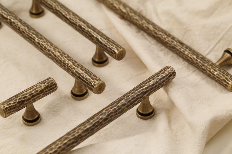 Bronze Hammered Cabinet Handles Pull, Textured Antique Brass Handles ...