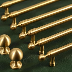 Solid Brass Cabinet Handles Knobs, Modern Drawer Handle Pull Knobs Wardrobe Handle Pulls, Laser ...