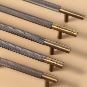 Knurled Antique Brass Drawer Handles Pull, Solid Brass Cabinet Cupboard Pulls Knobs Handles ...