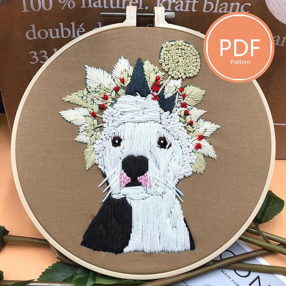 Embroidery pattern pdf dog embroidery pattern download | Etsy