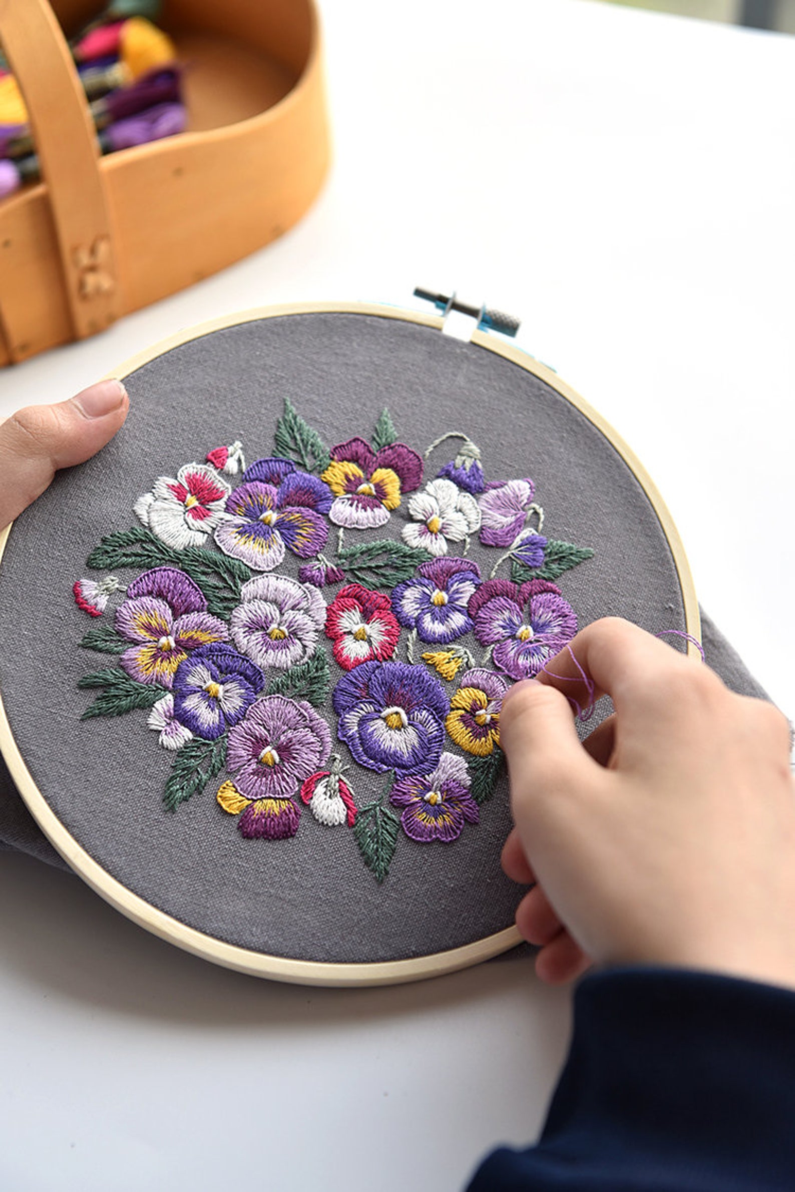 Embroidery Kit Beginner diy kit violet embroidery kit modern | Etsy