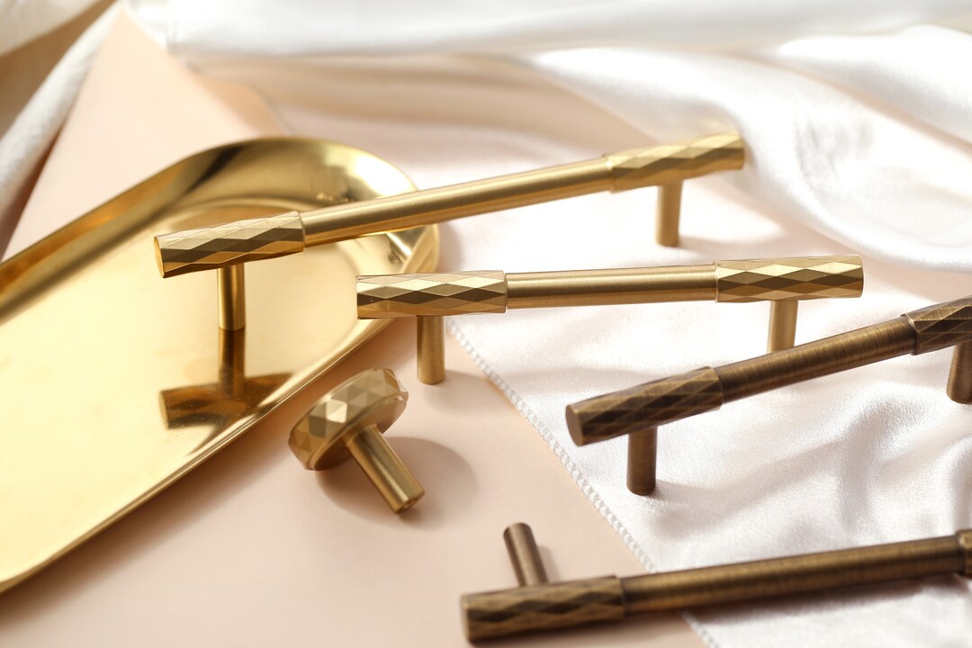 Diamond Shaped Cabinet Handles Pulls Aged Brass Rhombic Handles Drawer ...