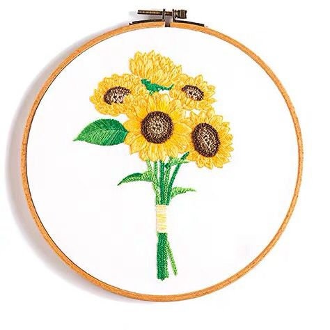 Sunflower Embroidery Kit for Beginner, Beginner Kit, Embroidery Pattern ...