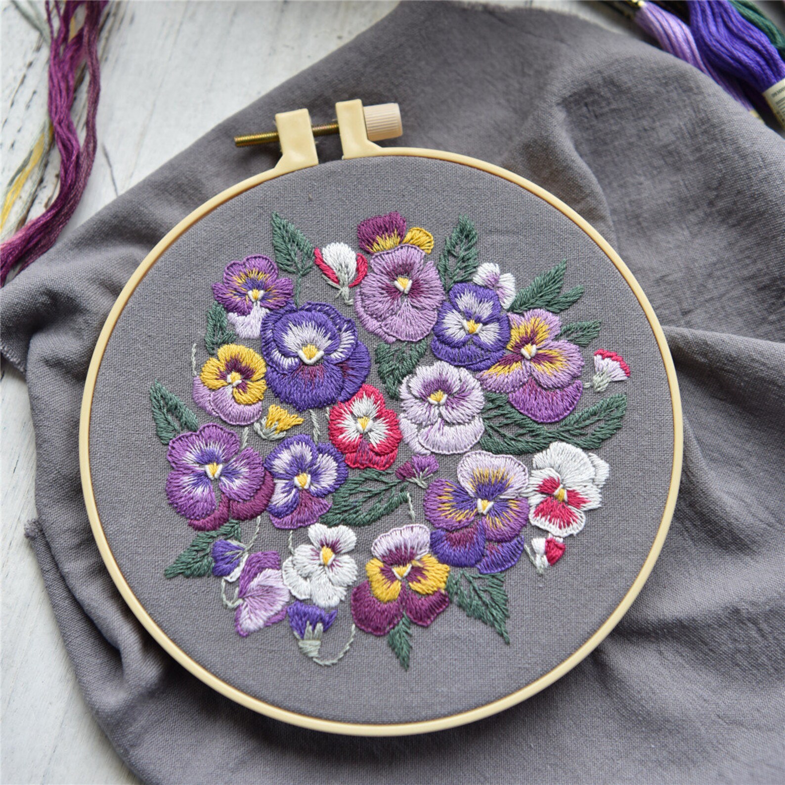 Embroidery Kit Beginner diy kit violet embroidery kit modern | Etsy