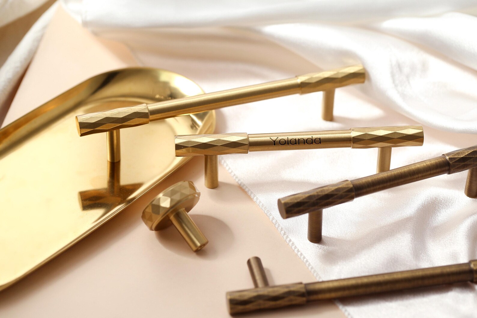 Diamond Shaped Cabinet Handles Pulls Aged Brass Rhombic Handles Drawer ...