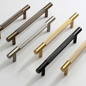 Knurled Antique Brass Drawer Handles Pull, Solid Brass Cabinet Pulls Knobs Handles, Wardrobe ...