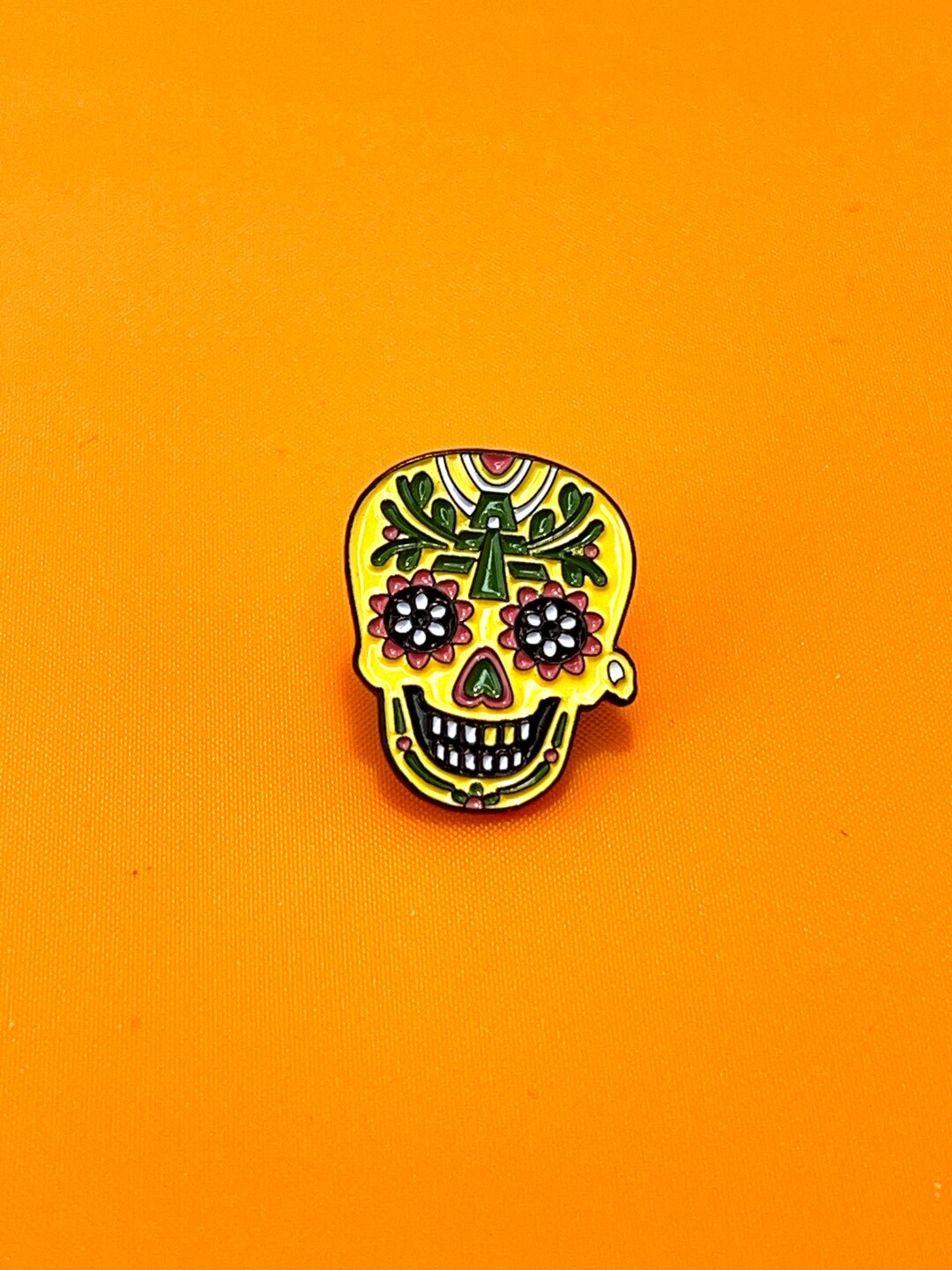 Sugar Skull Lapel Metal Enamel Pin: Día De Muertos Calavera - Mexican ...