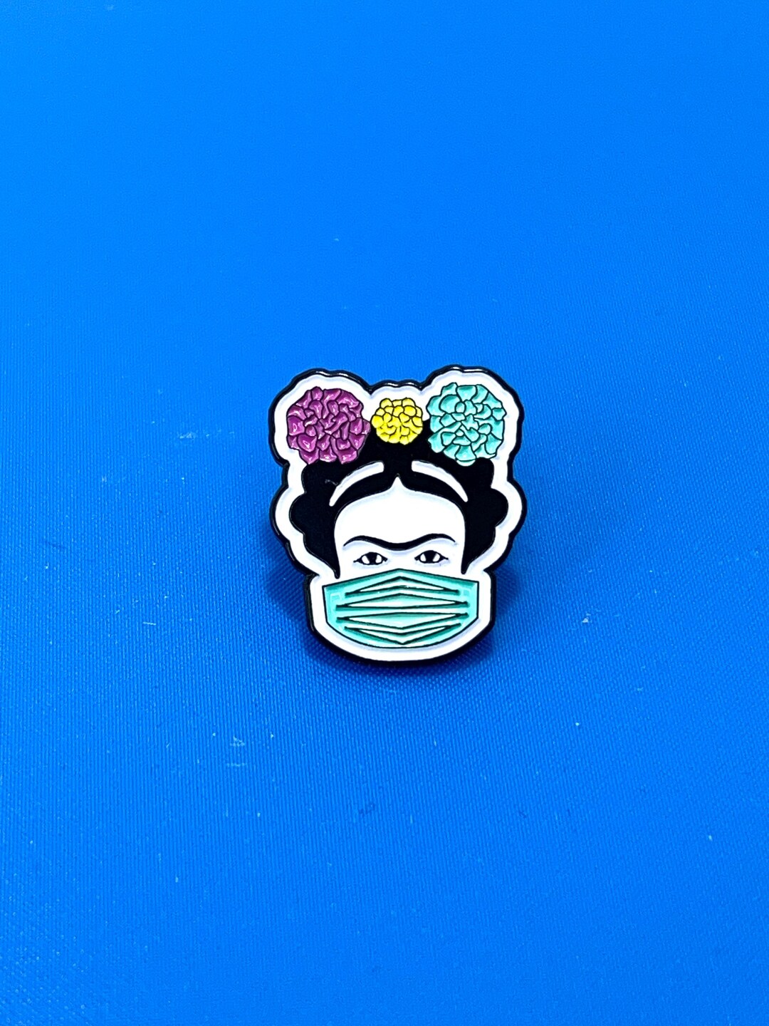 Mexican Lapel Pin, Frida Kahlo With Face Mask, Be Safe Metal Pin - Etsy