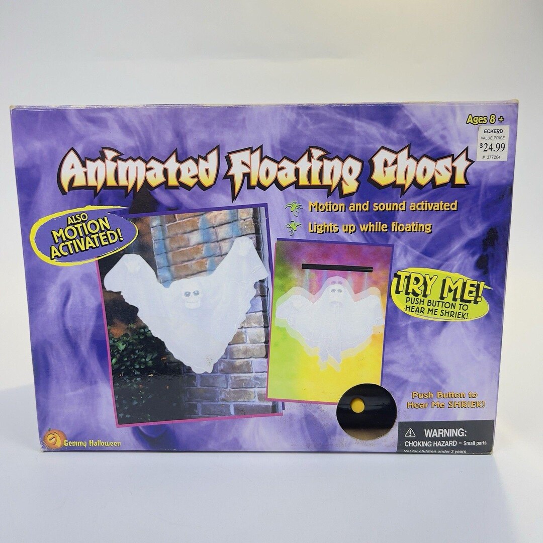 Gemmy Floating Ghost Motion Activated Vtg 2002 Unused Spooky Sounds ...