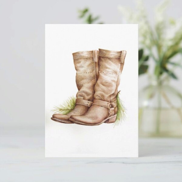 Cowboy Boot Greeting Card - Etsy