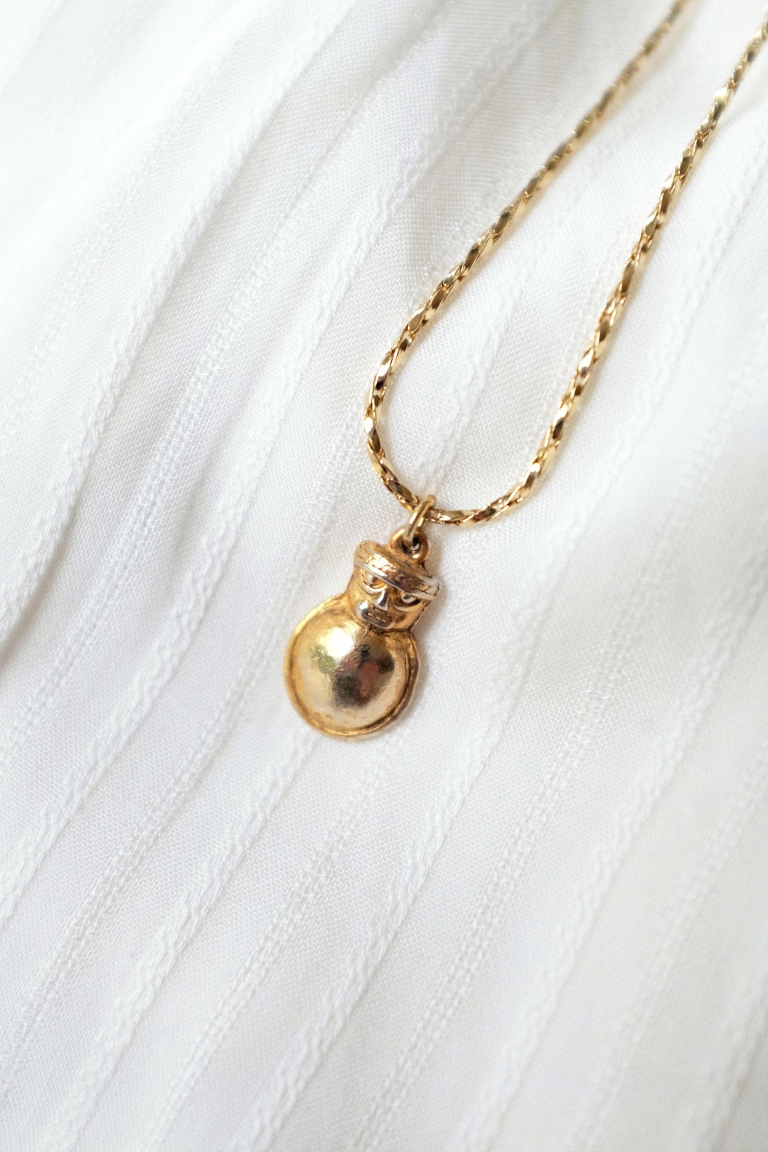 Serpentine Chain Necklace Gilded With Fine Gold 24k With Tiki Totem ...