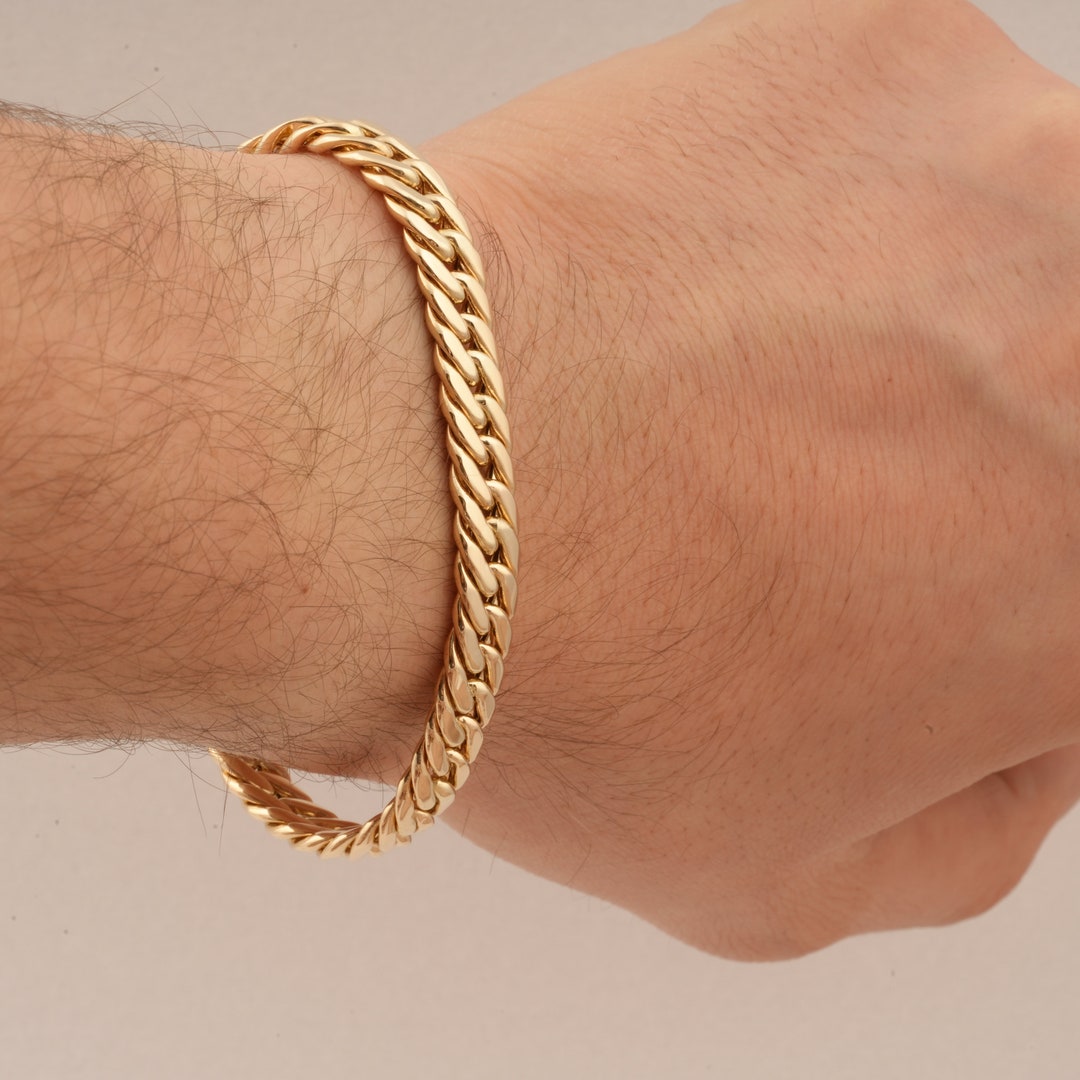14K Gold Cuban Bracelet Miami Cuban Link Bracelet 14K Real Gold ...
