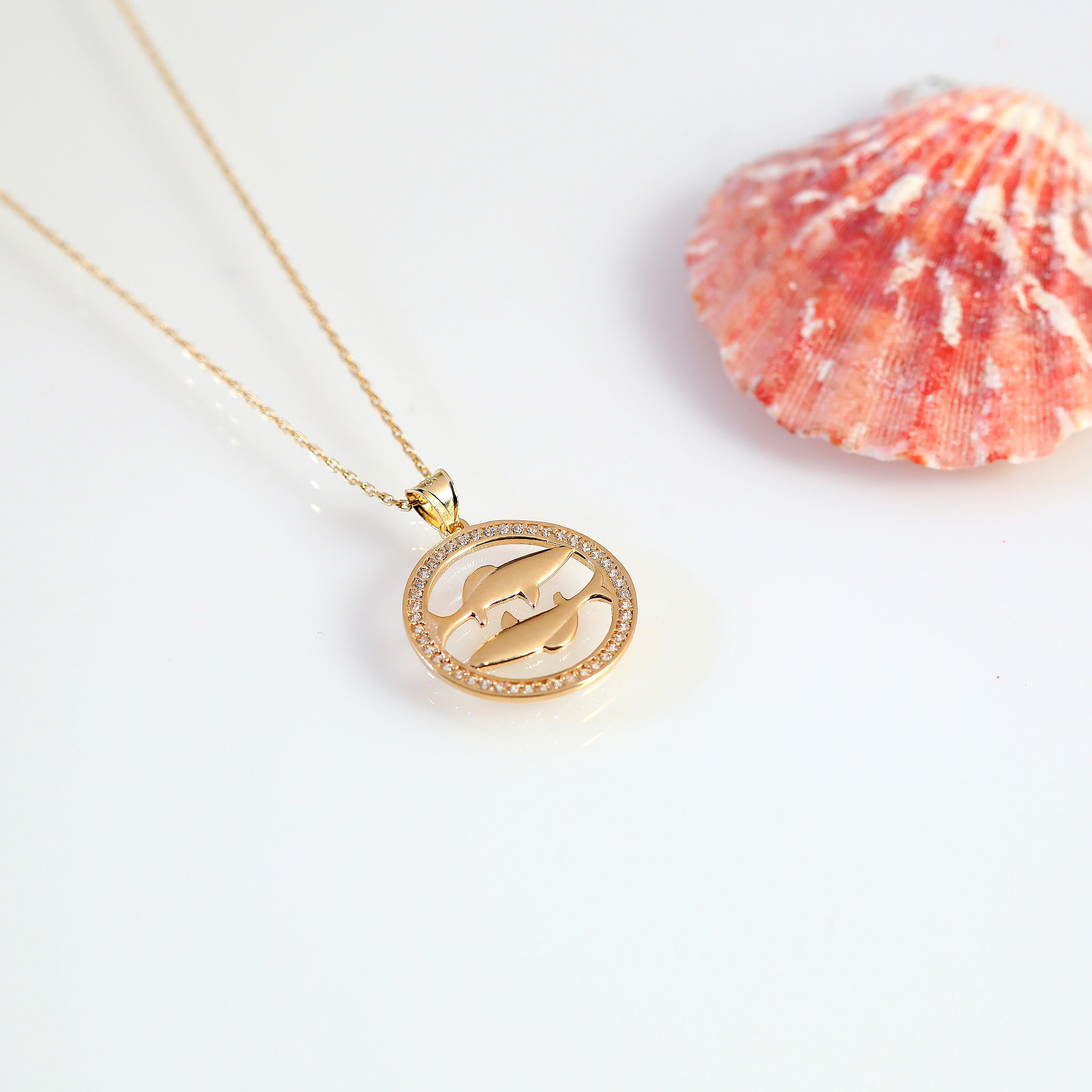 14k Gold Pisces Zodiac Necklace, Zirconium Stones - Etsy