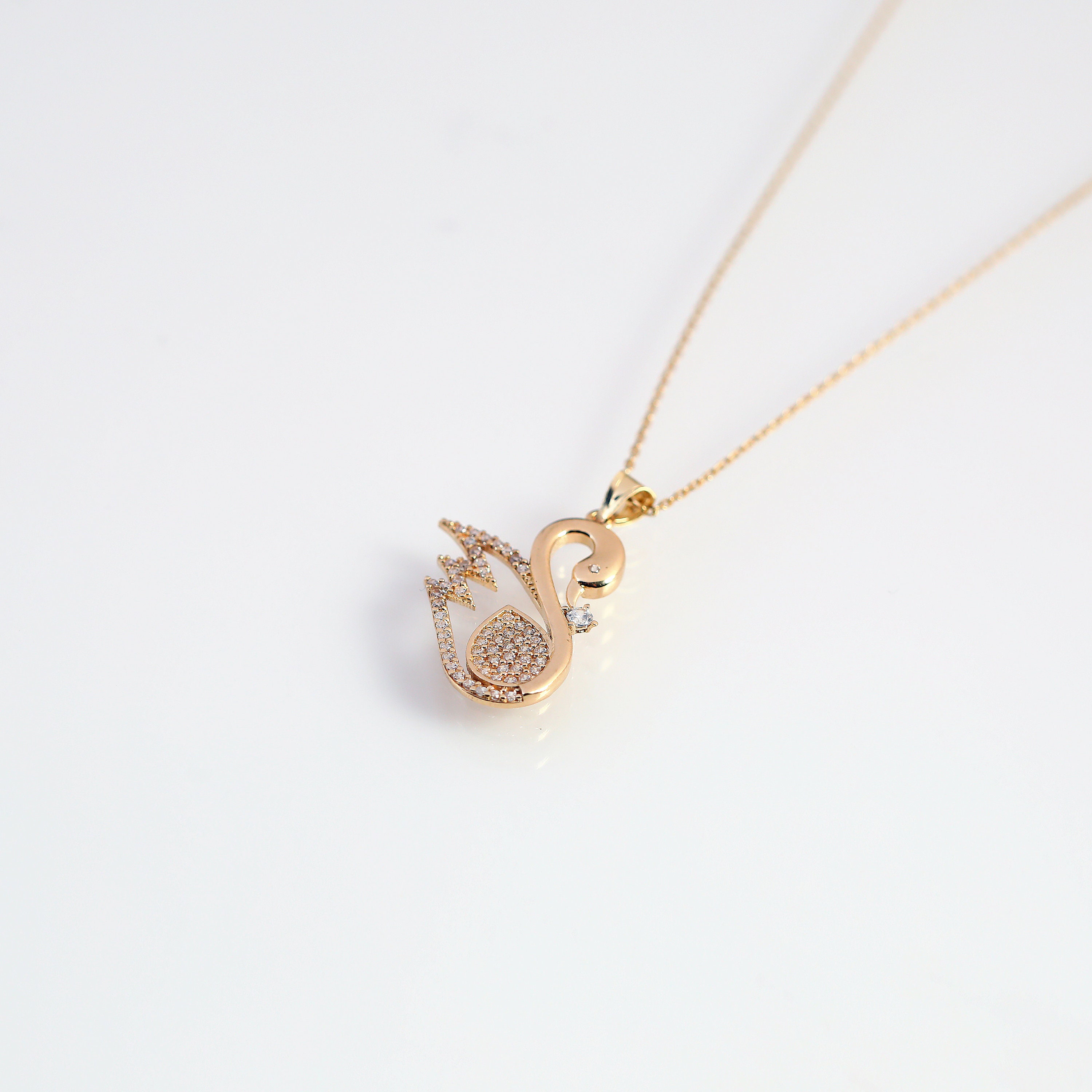 Swan Necklace 14k Gold Swan Necklace Valentines Day Gift - Etsy