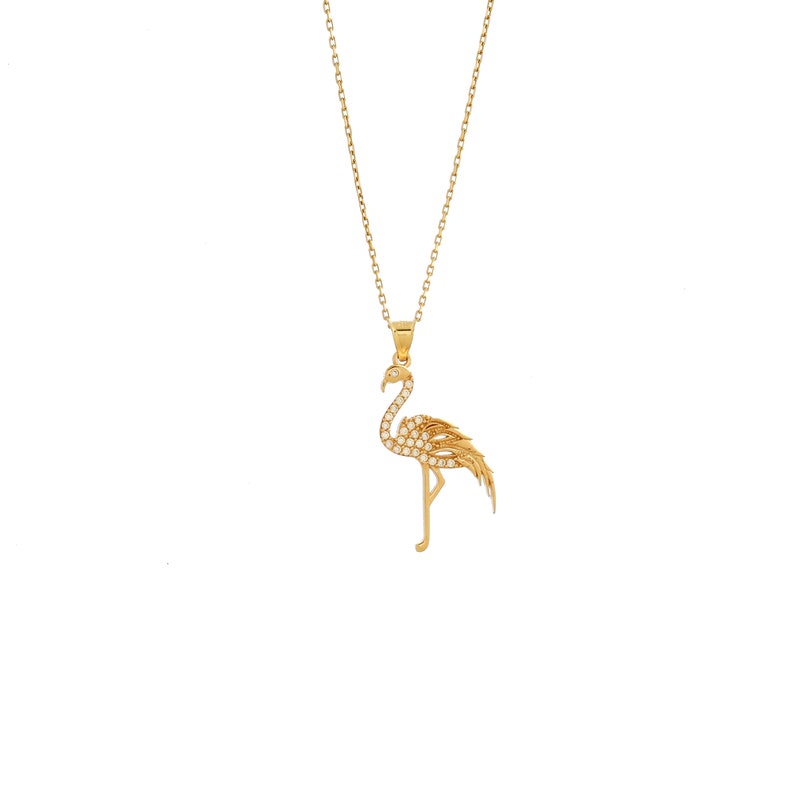 Flamingo Necklace 14k Gold Flamingo Necklace Valentines Day - Etsy