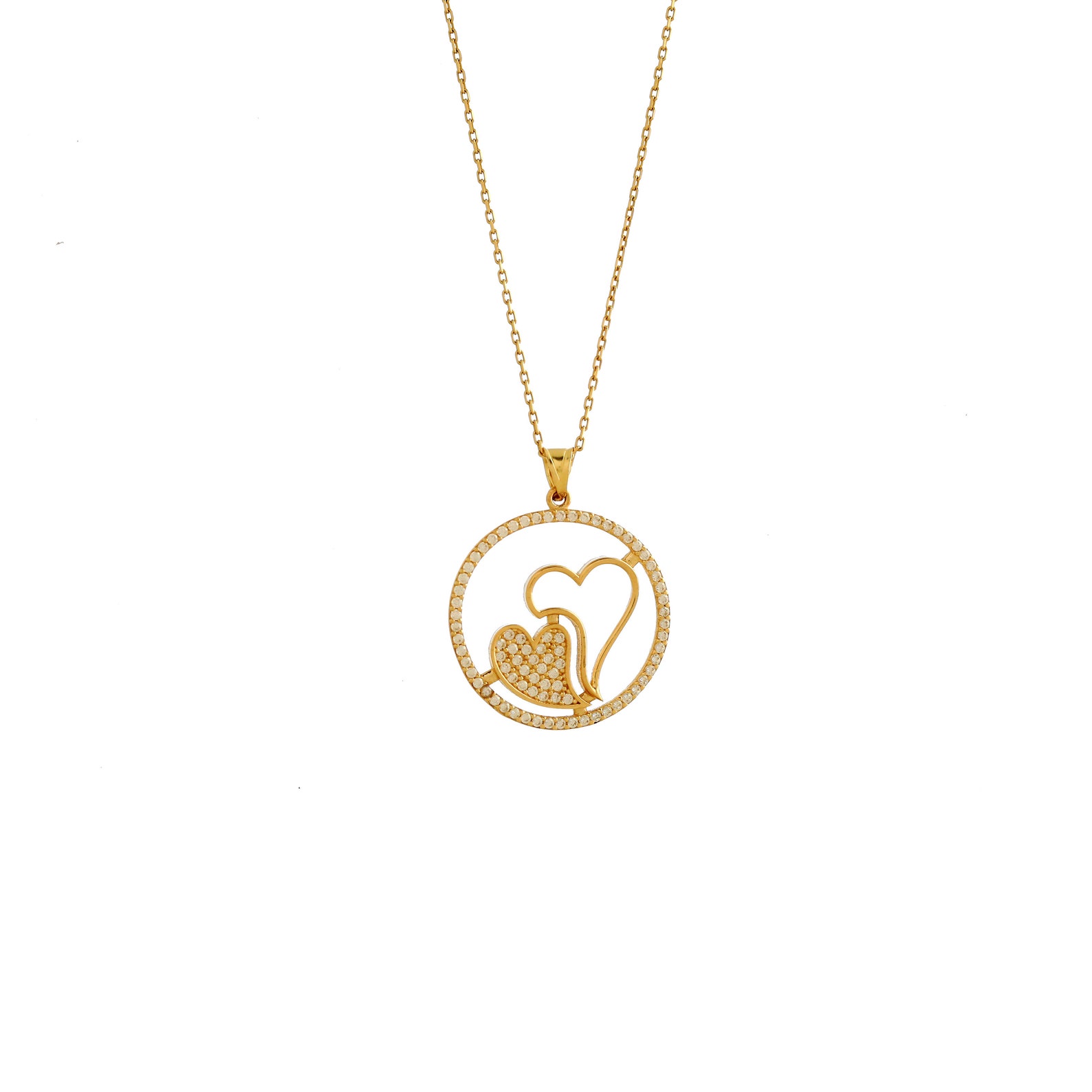 Double Heart Necklace 14k Gold Double Heart Necklace - Etsy