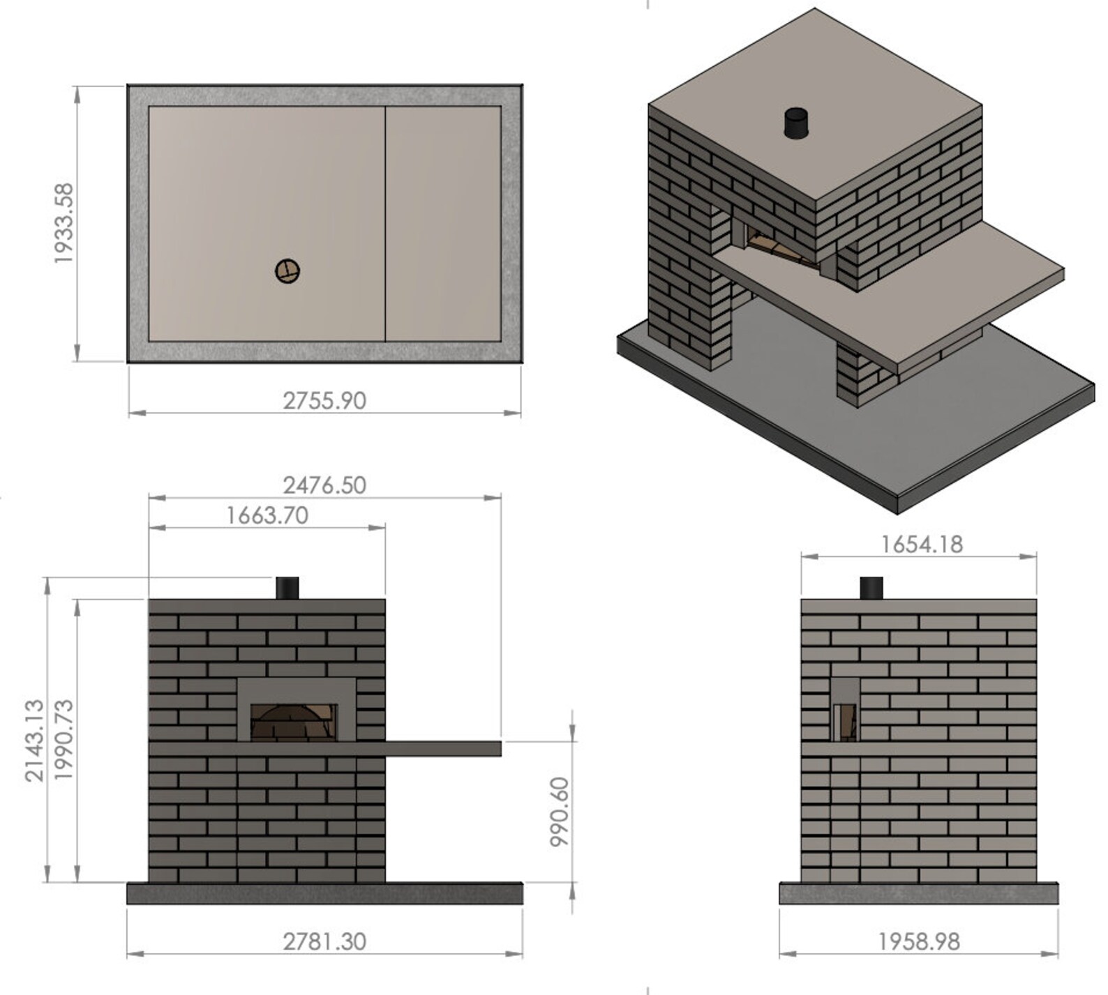 Easy DIY Modern Pizza Oven Plans Metric Imperial Shopping List Concrete ...