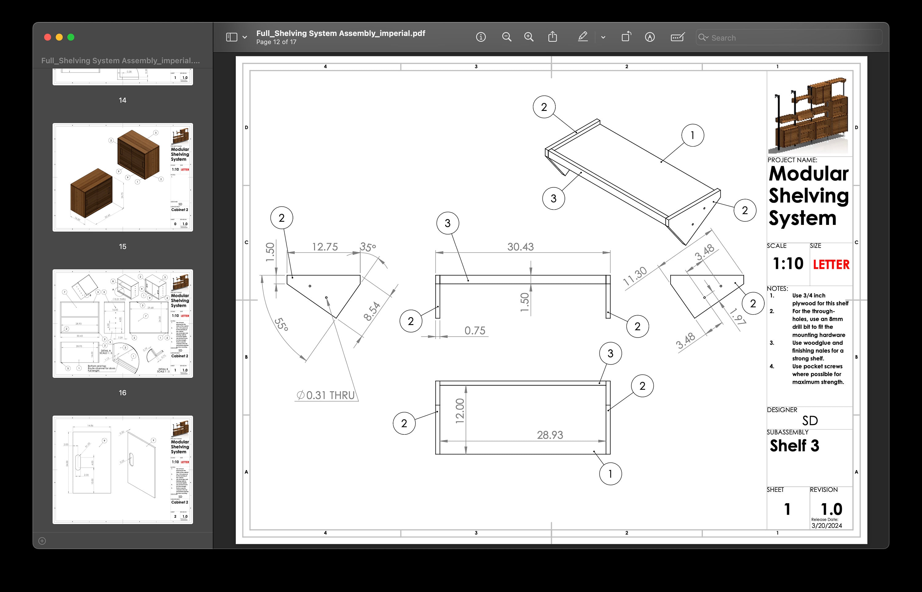 DIY Modular Shelving: 3 Shelf Cabinet PDF 35 Page Plans Easy to Build W ...