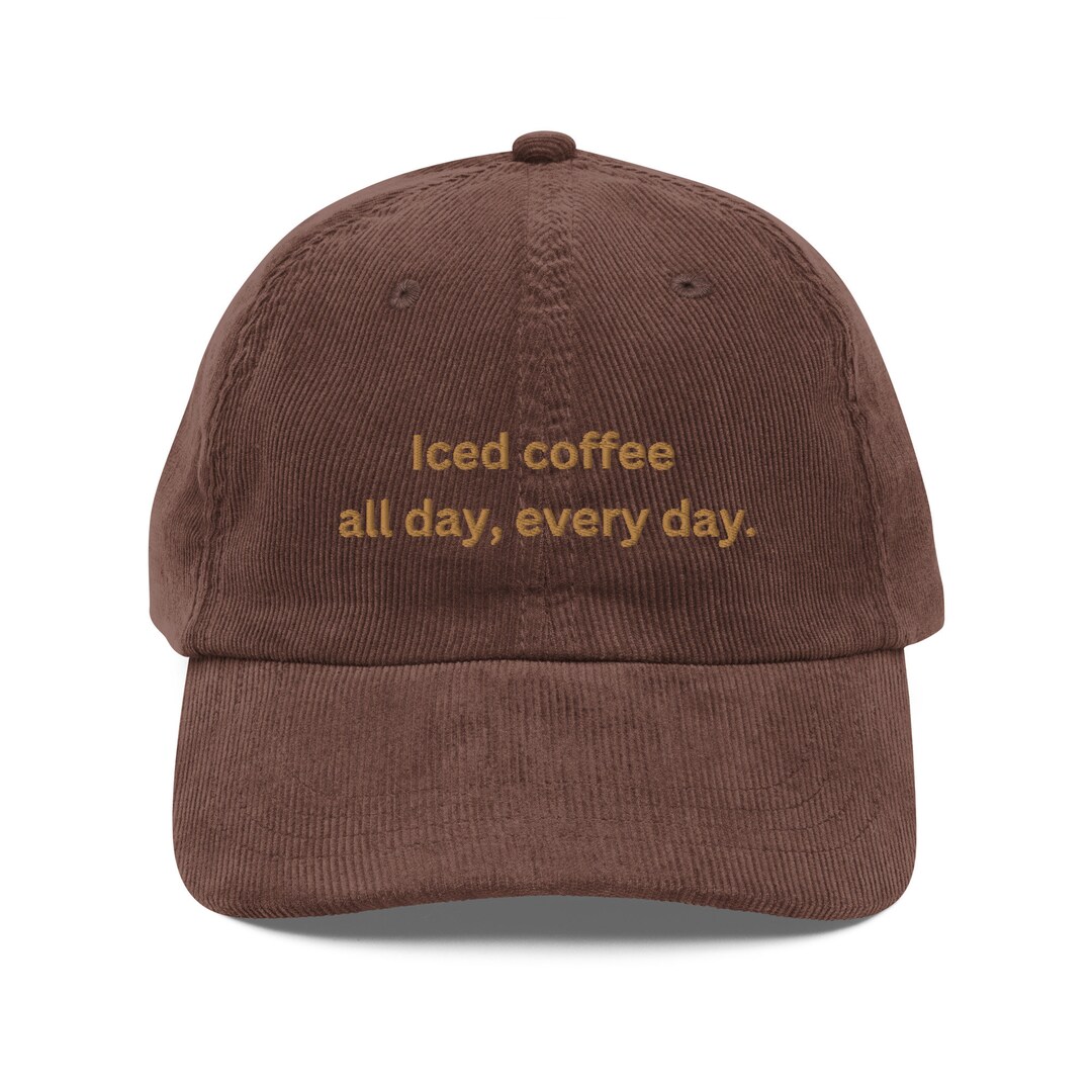 Iced Coffee Embroidered Vintage Corduroy Cap, Iced Coffee Lover, Coffee ...