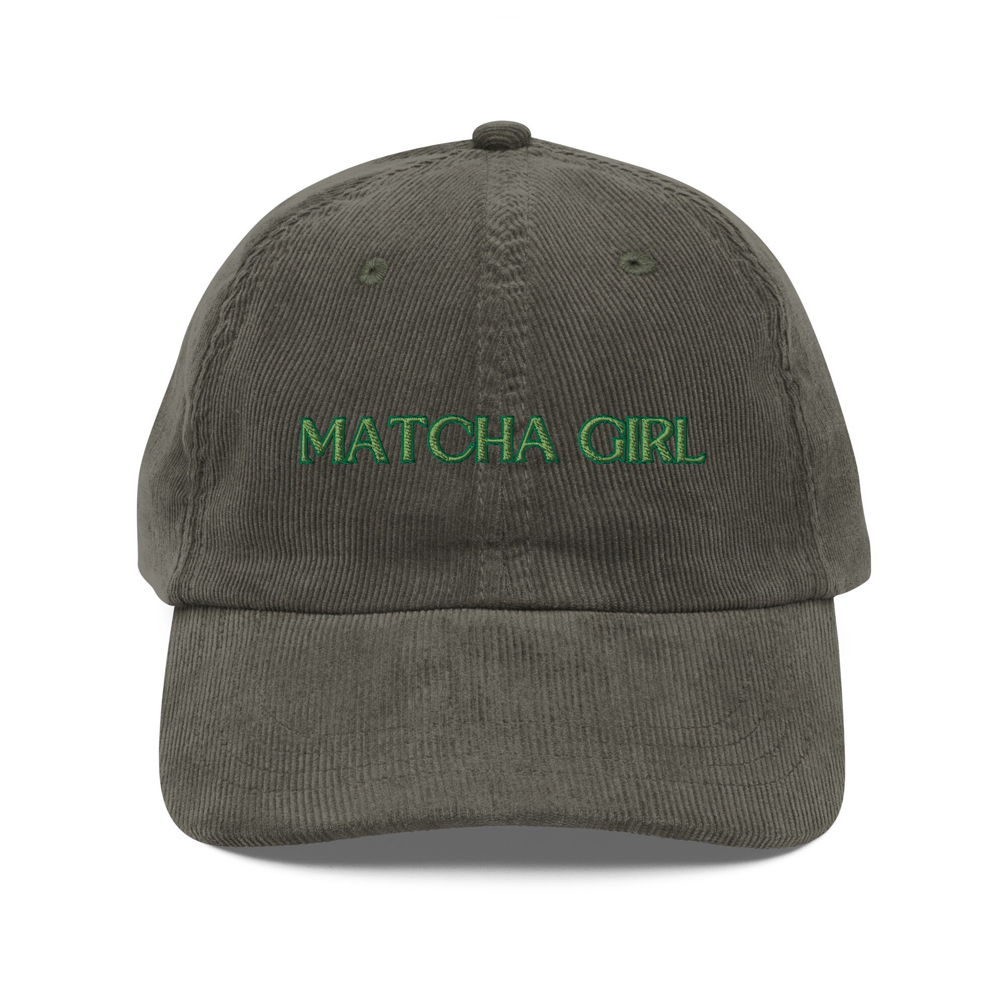 Matcha Girl Embroidered Vintage Corduroy Cap, Matcha Lover, Matcha Girl ...