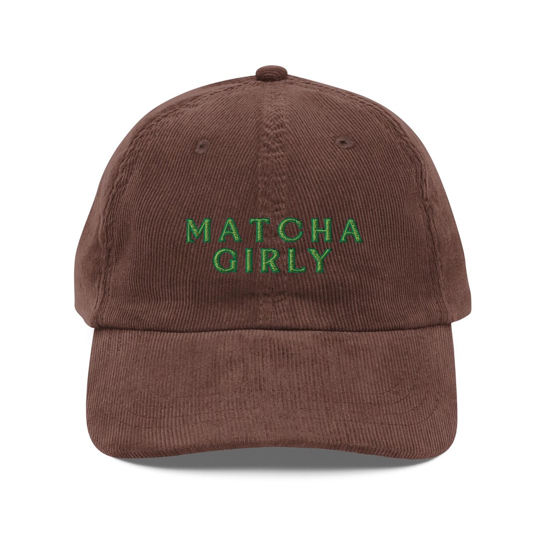 Matcha Girly Vintage Corduroy Cap Embroidered, Matcha Lover, Matcha ...