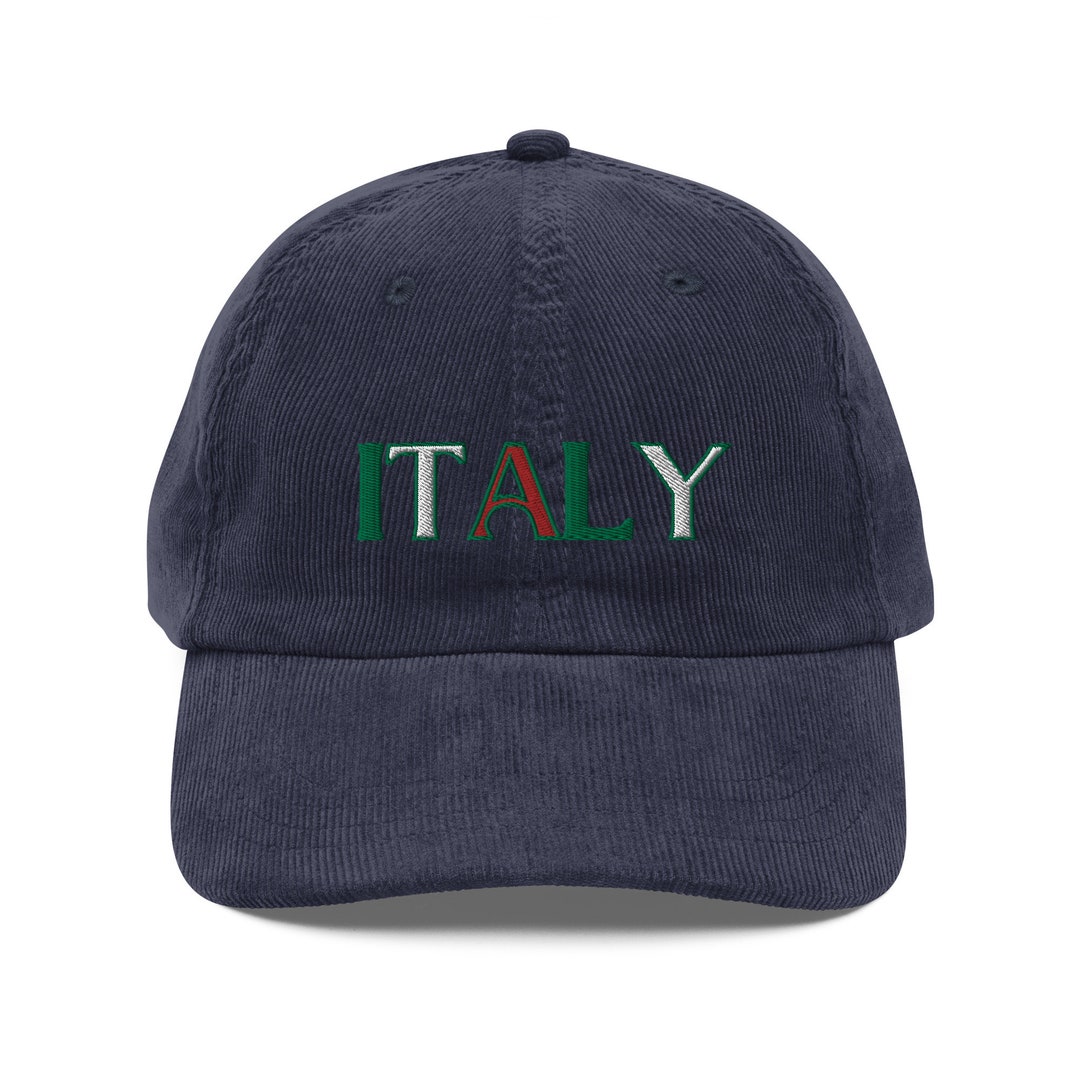 Italy Embroidered Vintage Corduroy Cap, Italy Travel Hat, Italy Hat ...