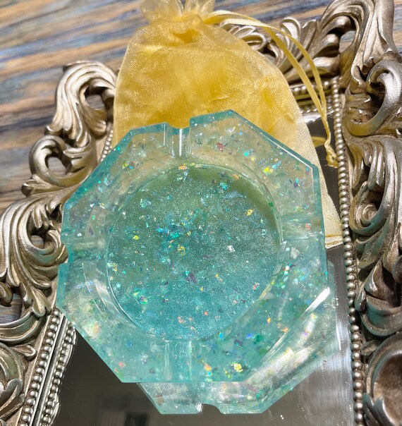 Glitter Girly Green Multipurpose tray Aqua Iridescent Octagon Tray ...