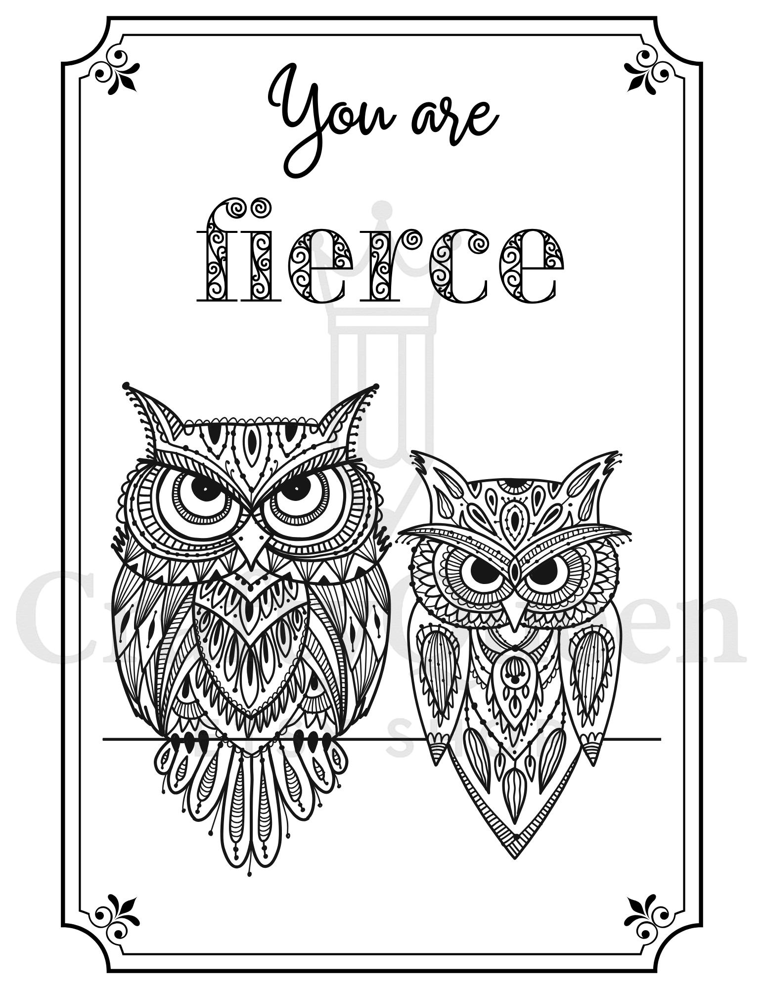 Mindful Affirmations Coloring Pages | Owl Coloring Bundle | Positive ...