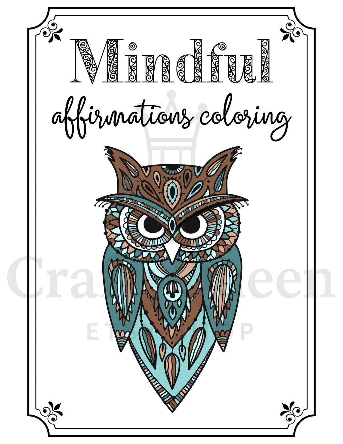 Mindful Affirmations Coloring Pages | Owl Coloring Bundle | Positive ...