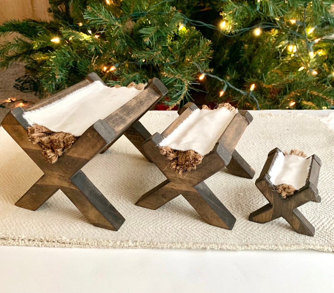 Nativity Manger / 3 Sizes / Nativity Scene Accessories Wood Nativity ...