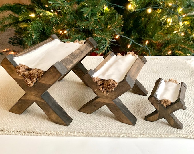 Nativity Manger / 3 Sizes / Nativity Scene Accessories Wood Nativity ...