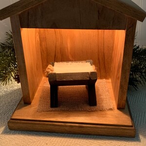 Wood Nativity Stable With Light and Manger/ 3 Piece Set / Simple but ...