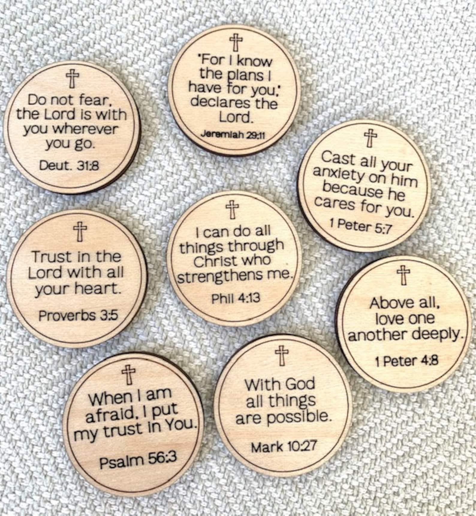 Scripture Pocket Tokens / Set of 12 / 2 Colors /bible Study Gift Ideas ...