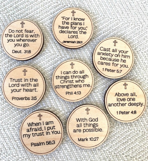 Scripture Pocket Tokens / Set of 12 / 2 Colors /bible Study Gift Ideas ...