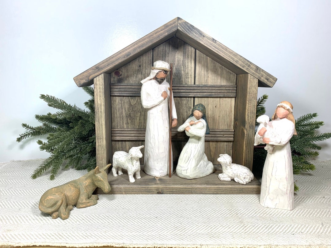 Wood Nativity Stable / 2 Sizes / Stable Fits Willow Tree Nativity Stable Willow Tree Manger ...