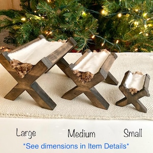Nativity Manger / 3 Sizes / Nativity Scene Accessories Wood Nativity ...