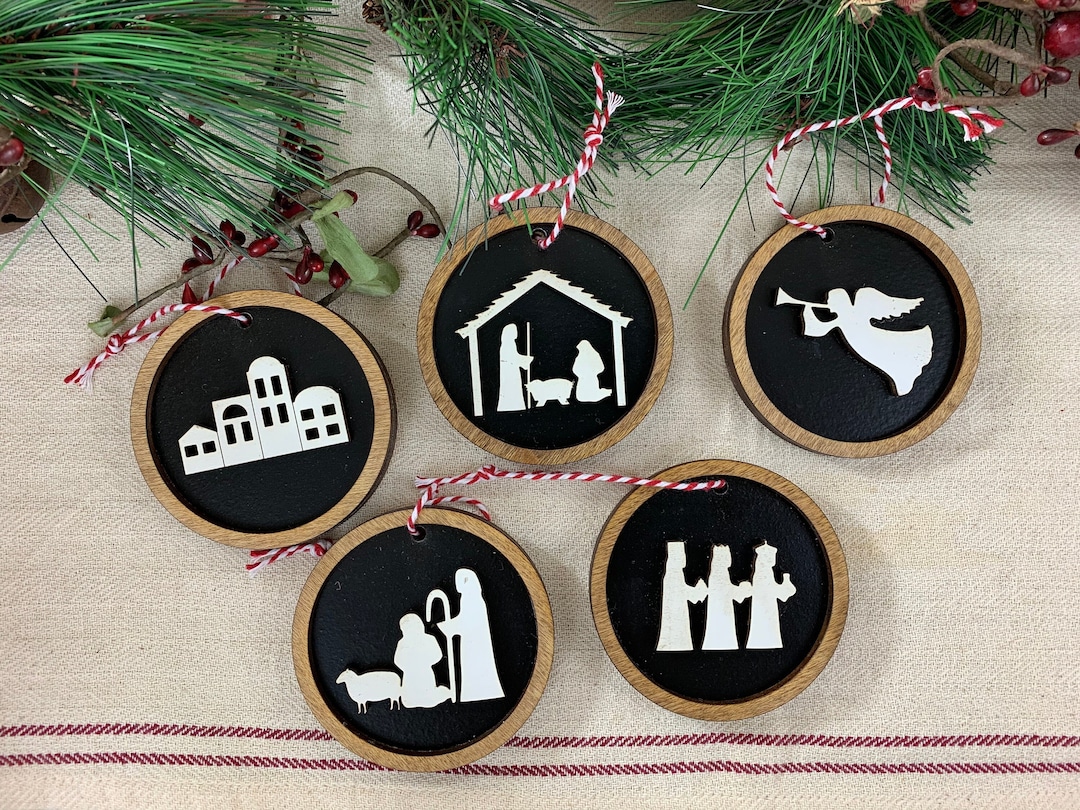 The Christmas Story Ornaments / Set of 5 / 2 Layered / Nativity ...
