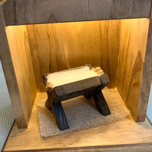 Wood Nativity Stable With Light and Manger/ 3 Piece Set / Simple but ...