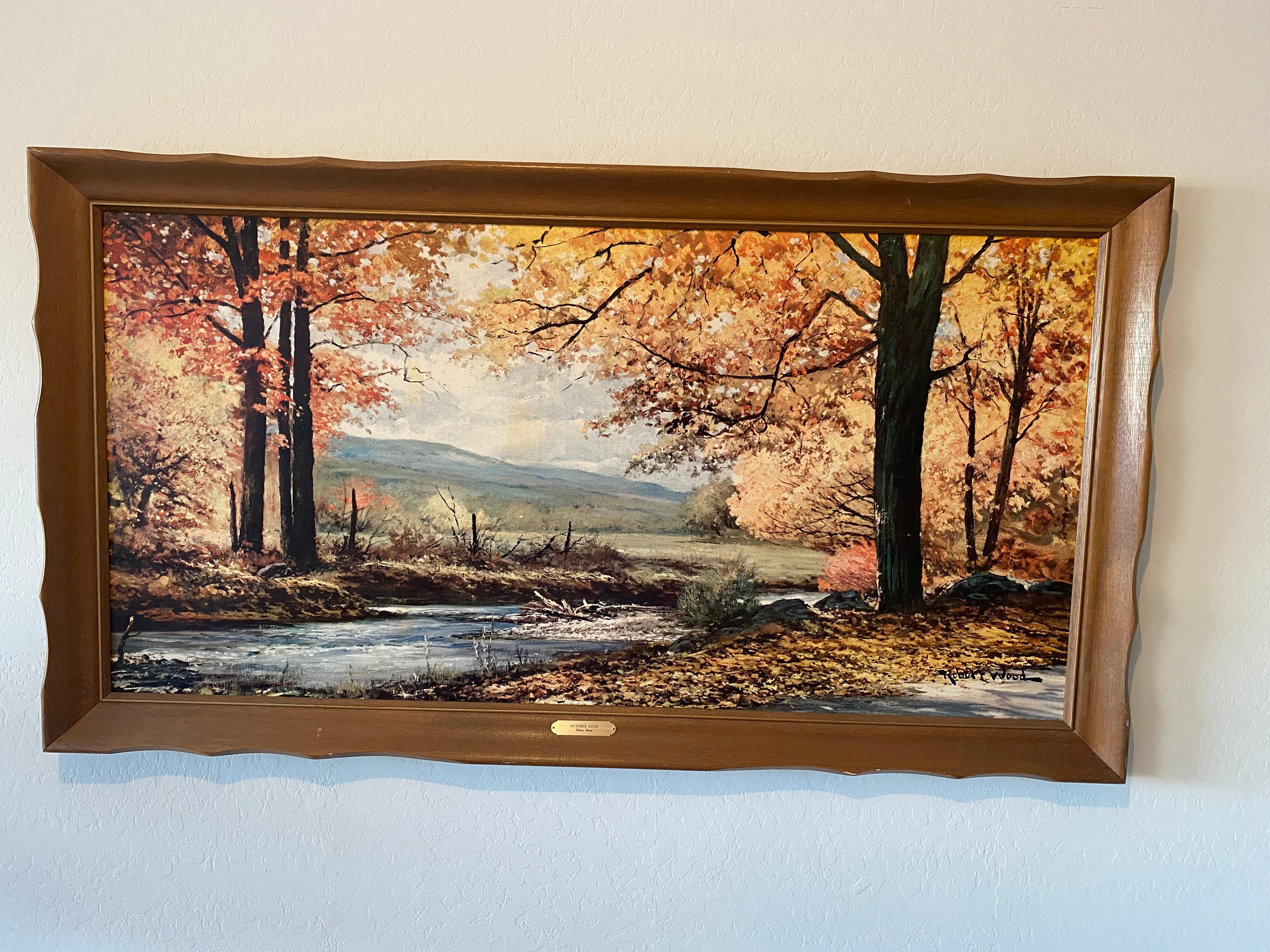 Vintage Robert Wood October Gold Picture Painting Wood Wooden Frame ...