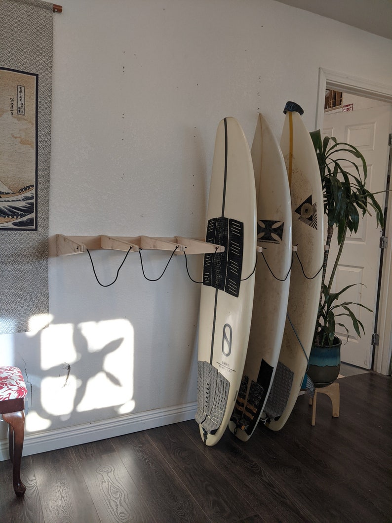 6 Slot Surfboard Rack: Modular Pine Plywood Wall Mount - Etsy UK